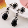 Bridal Vintage Earring Long Resin Rhinestone Clip on Earrings Without ...