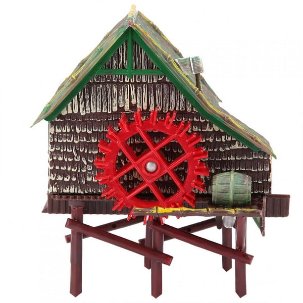 Fish Tank Landscaping Decoration Pneumatic Aerated Waterwheel Hut(Big ...