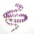 Purple Bead Cross Rosary Necklace Holy Catholic Jewelry Charm Crafts ...