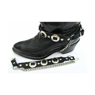 Western Boots Boot Chains Ladies Black Leather with Crystal Rhinestones ...