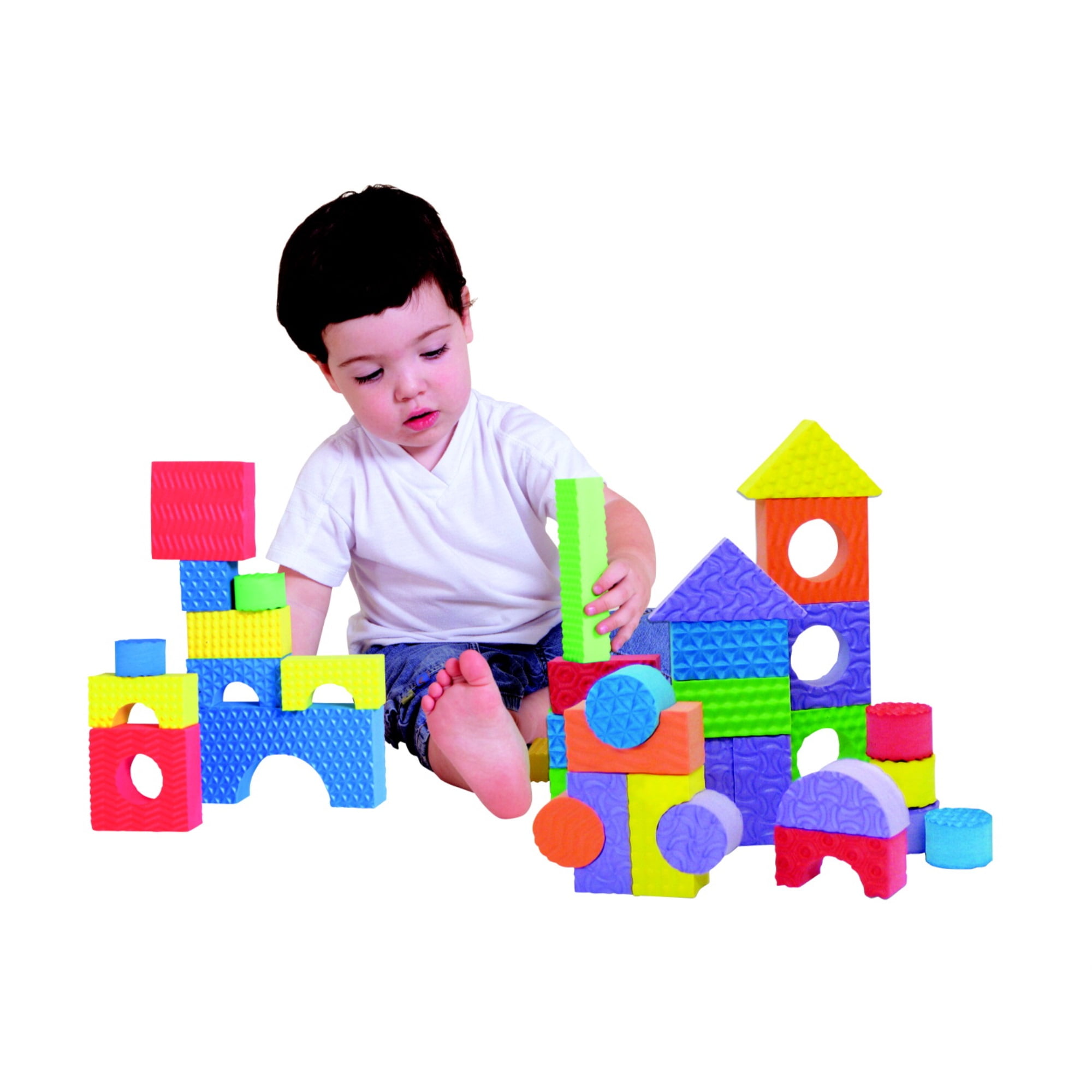 Edushape Textured Foam Blocks, Assorted Shapes and Colors, Set of 30 ...