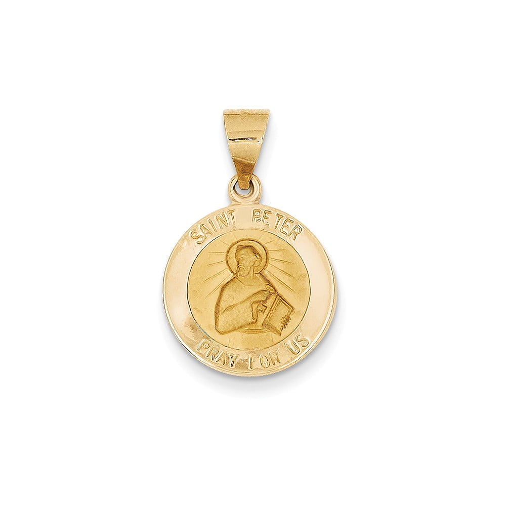14k Yellow Gold Polished and Satin St. Peter Medal Pendant - Walmart.com