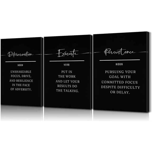 3 Piece Office Wall Decor Determination Execute Persistence ...