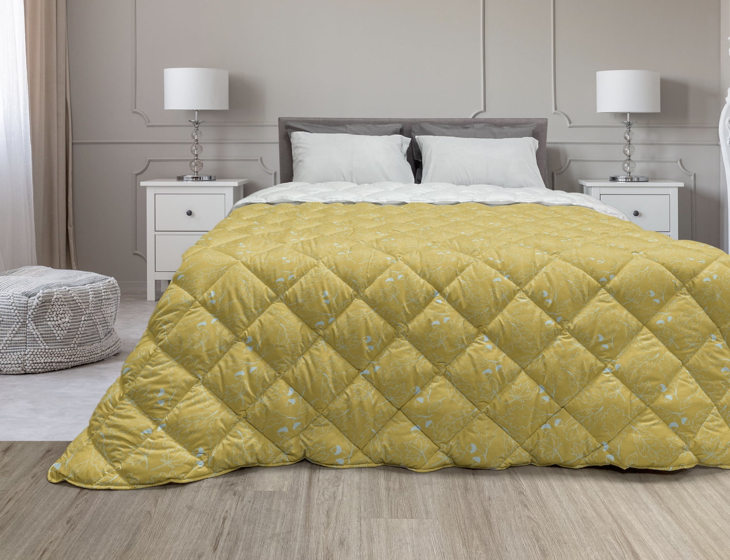 Leaves Down Alternative Comforter, Repetitive Pine Oak Fir Trees Motifs ...