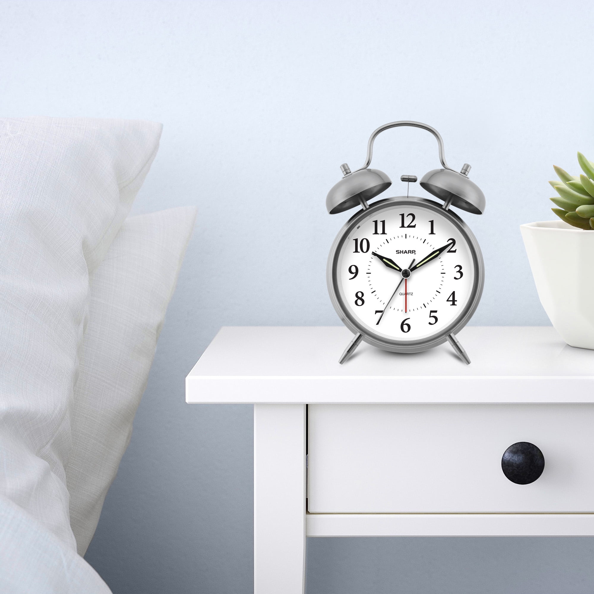 Buy Sharp Twin Bell Quartz Analog Alarm Clock, Silver Brushed Metal ... Buy Sharp Twin Bell Quartz Analog Alarm Clock, Silver Brushed Metal ...