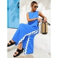 Blue Contrast Wave Tape Loose Split Side Cami Maxi Dress For Summer ...