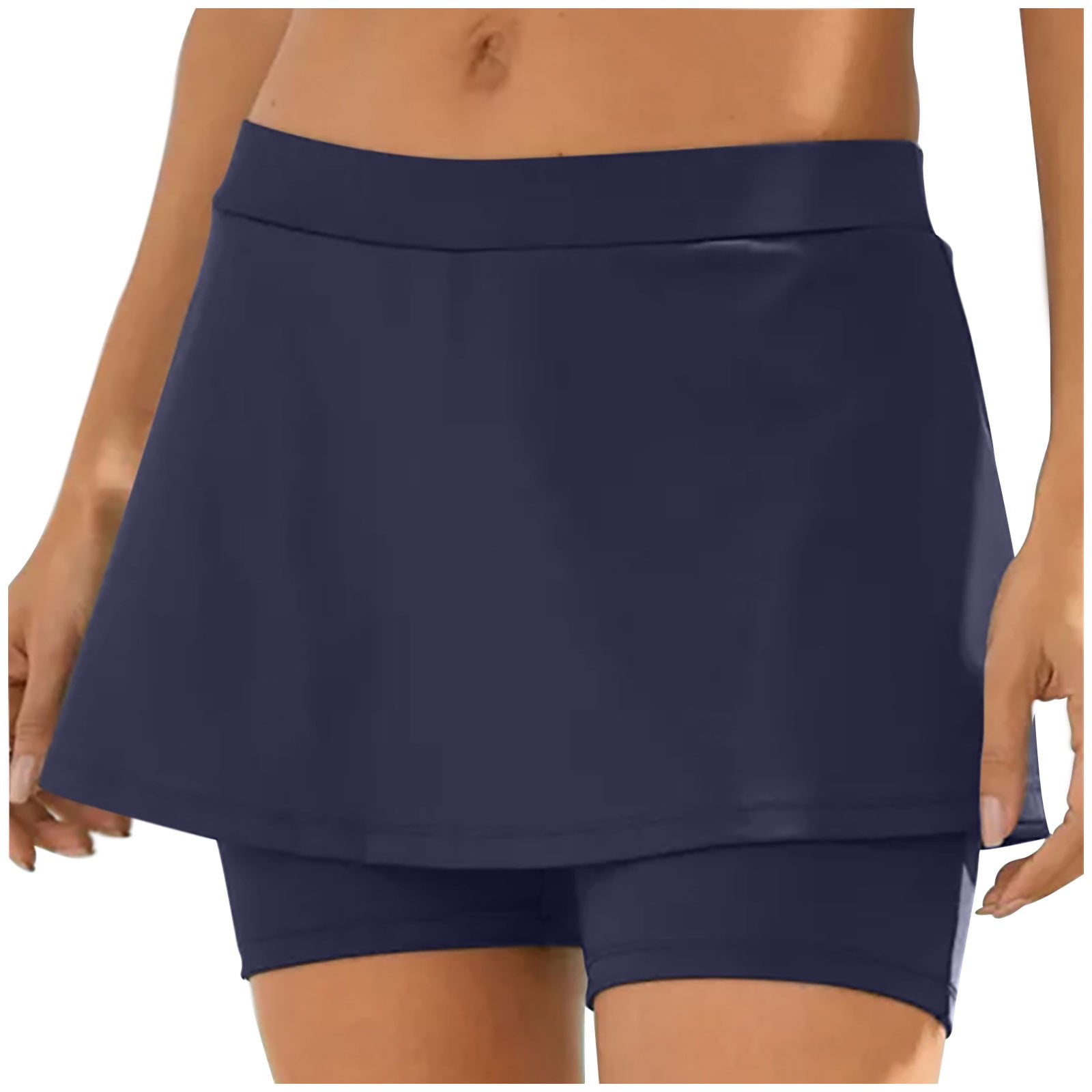 Wreesh Women Bikini Bottom Swim Skirt Short Hulip Hem Solid Beach Skrit