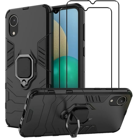 Compatible for Samsung Galaxy A03 Core Kickstand Case with Tempered Gl ...