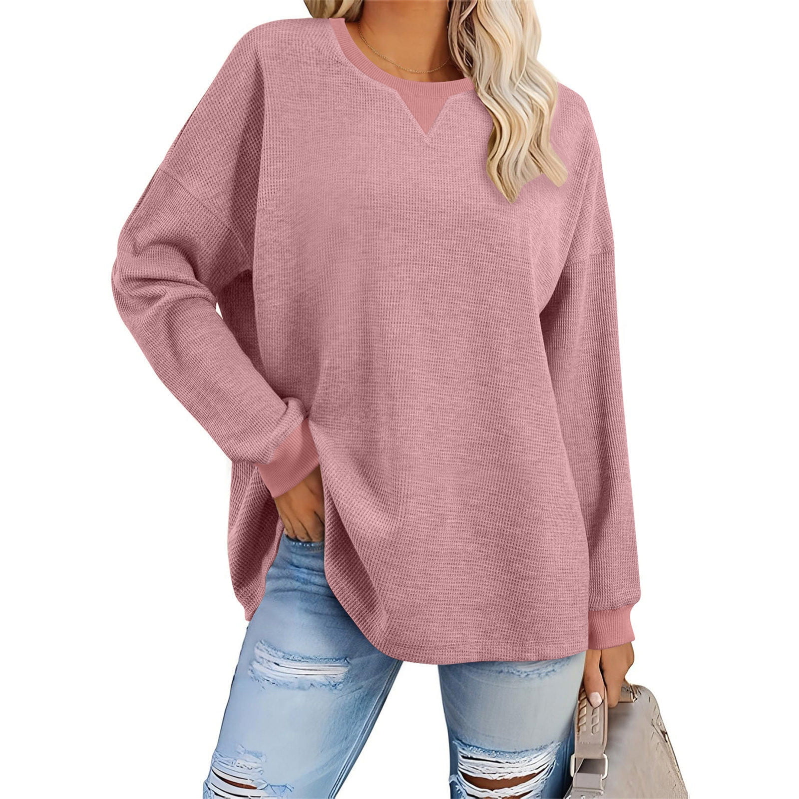 Click here for Cflvaek Waffle Knit Sweatshirts For Women Casual S... prices