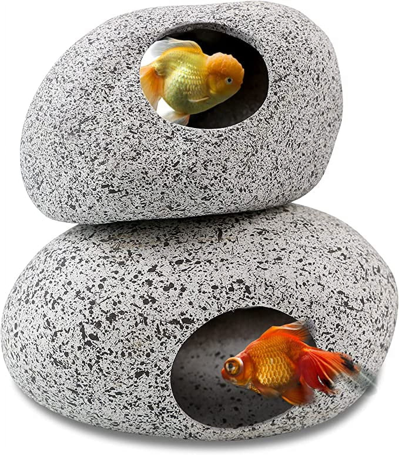 Paquete de 2 cuevas de roca para decoración de acuario, túnel escondido ...