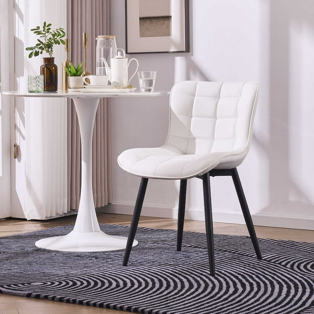 Kidol & Shellder Soft Dining Chair PU Upholstered High Back Side Chairs ...