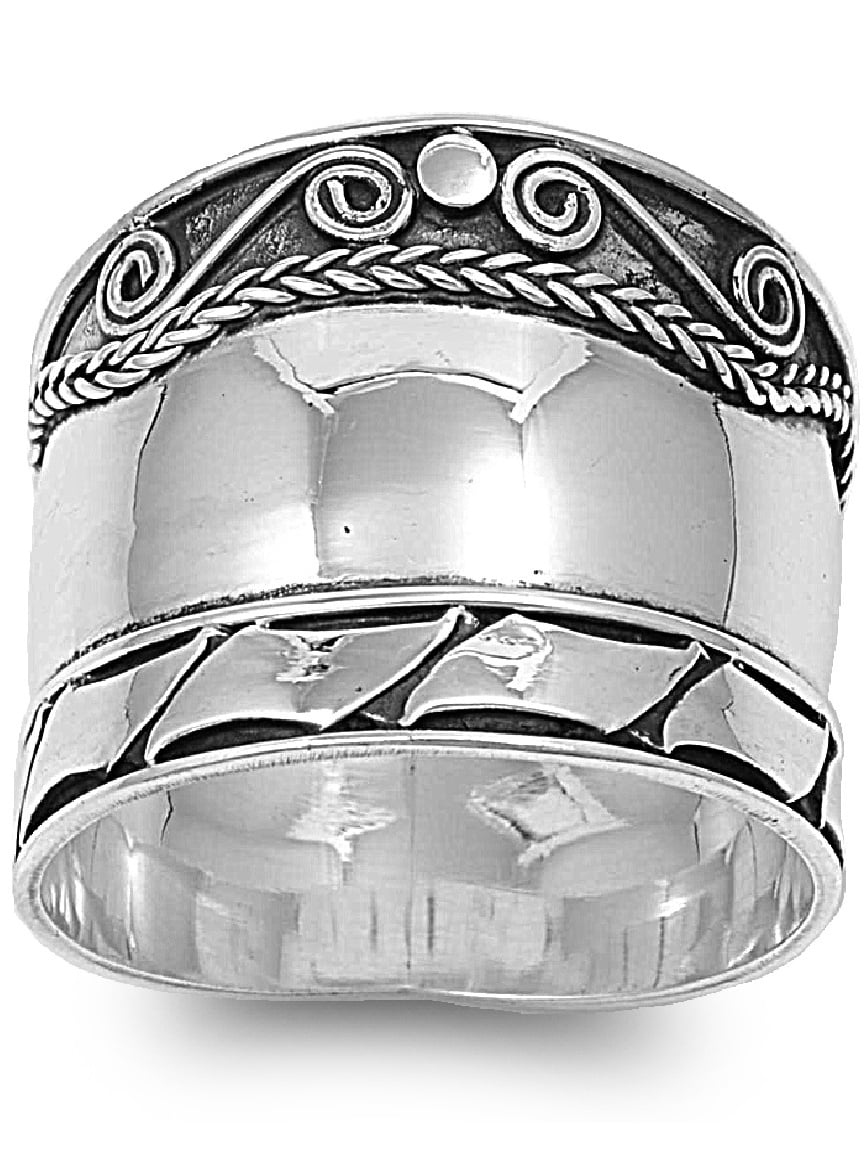 925 Sterling Silver Artisan Abstractionism Balinese Ring Size 8 ...