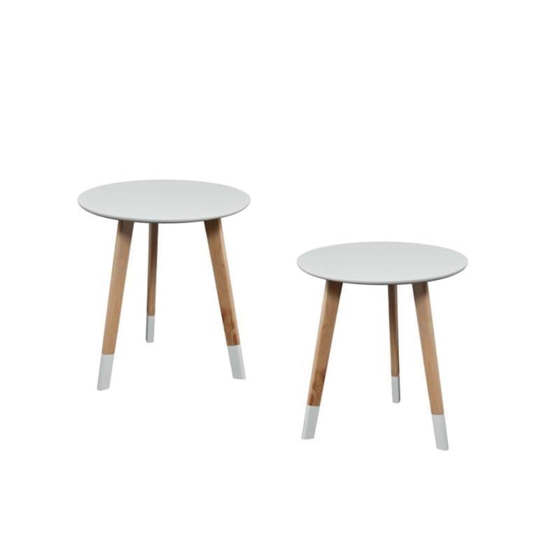 (Set of 2) Mid Century Modern Round Side Accent Table in Glossy White ...