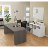 Bestar i3 Plus U Shape Computer Desk in Bark Gray - Walmart.com