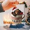 Cute 2D Christmas Cup Dog Pendant - Acrylic 3.15 Pet Themed Keychain ...