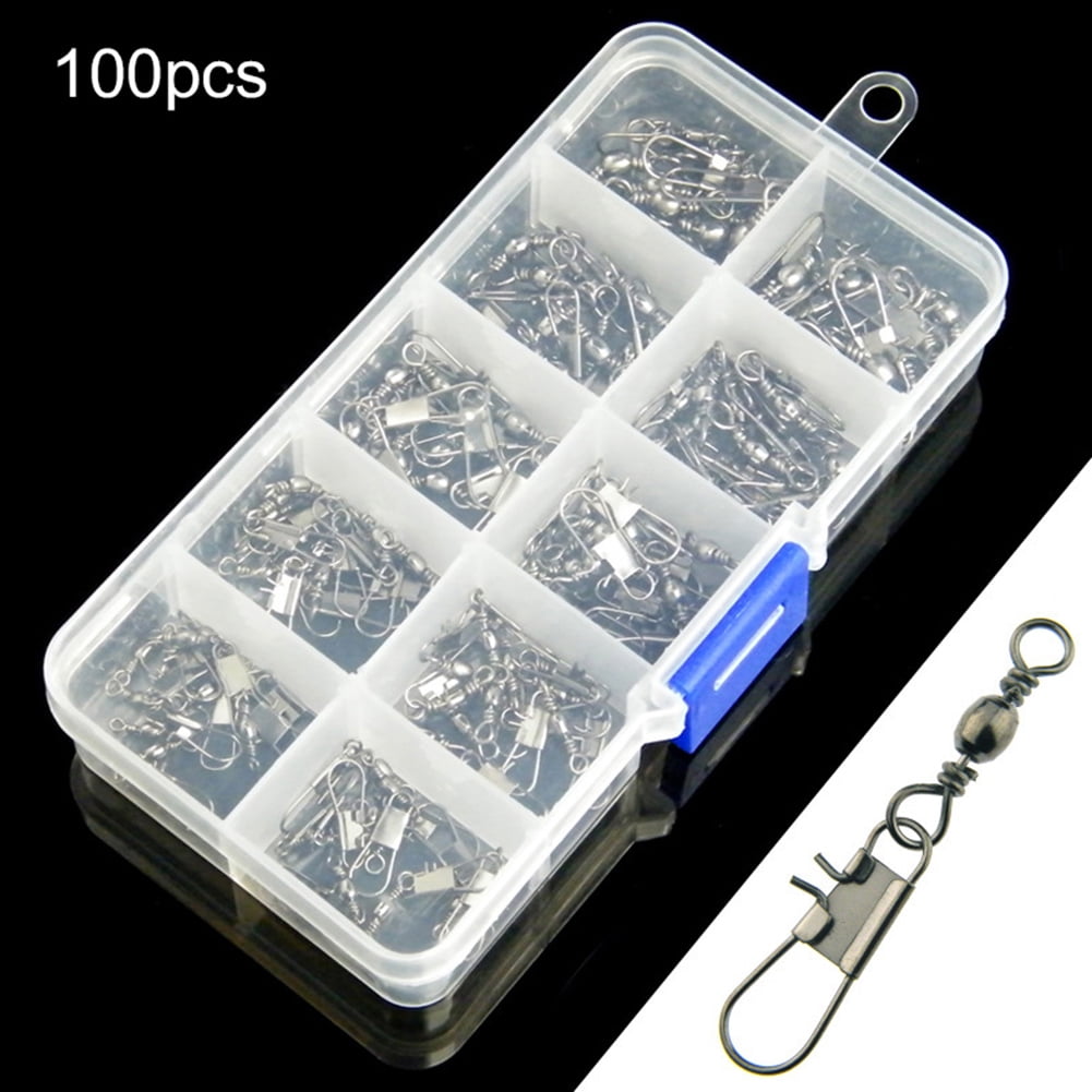 Bluethy 100Pcs Outdoor Fishing Snap Hooks Fastlock Barrel Swivel Safety ...