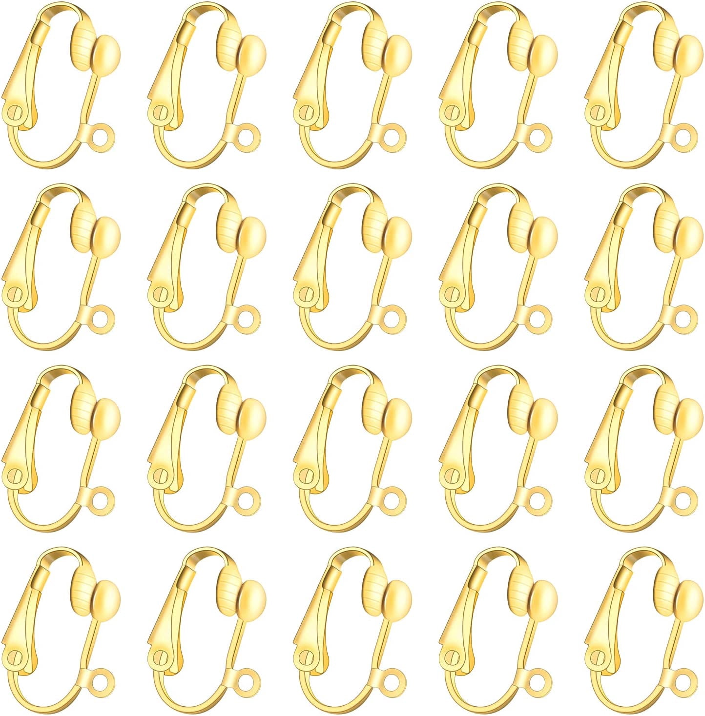 20Pcs Brass Clip-on Earring Converter with Easy Open Loop Earring Clips ...