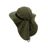 4 Panel Outdoor Hat Flap Cap w/ Wide Brim, Olive - Walmart.com