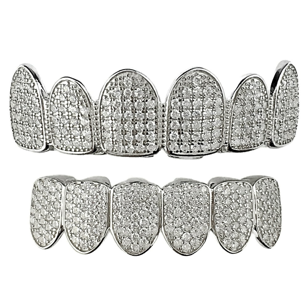 Bling Cartel - Real 925 Sterling Silver Grillz CZ Micro Pave Bling Pre ...