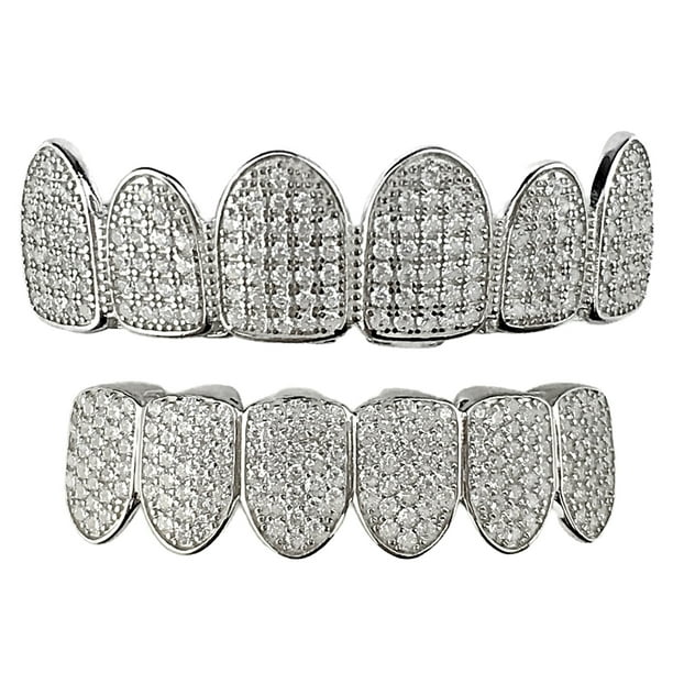 Bling Cartel - Real 925 Sterling Silver Grillz CZ Micro Pave Bling Pre ...