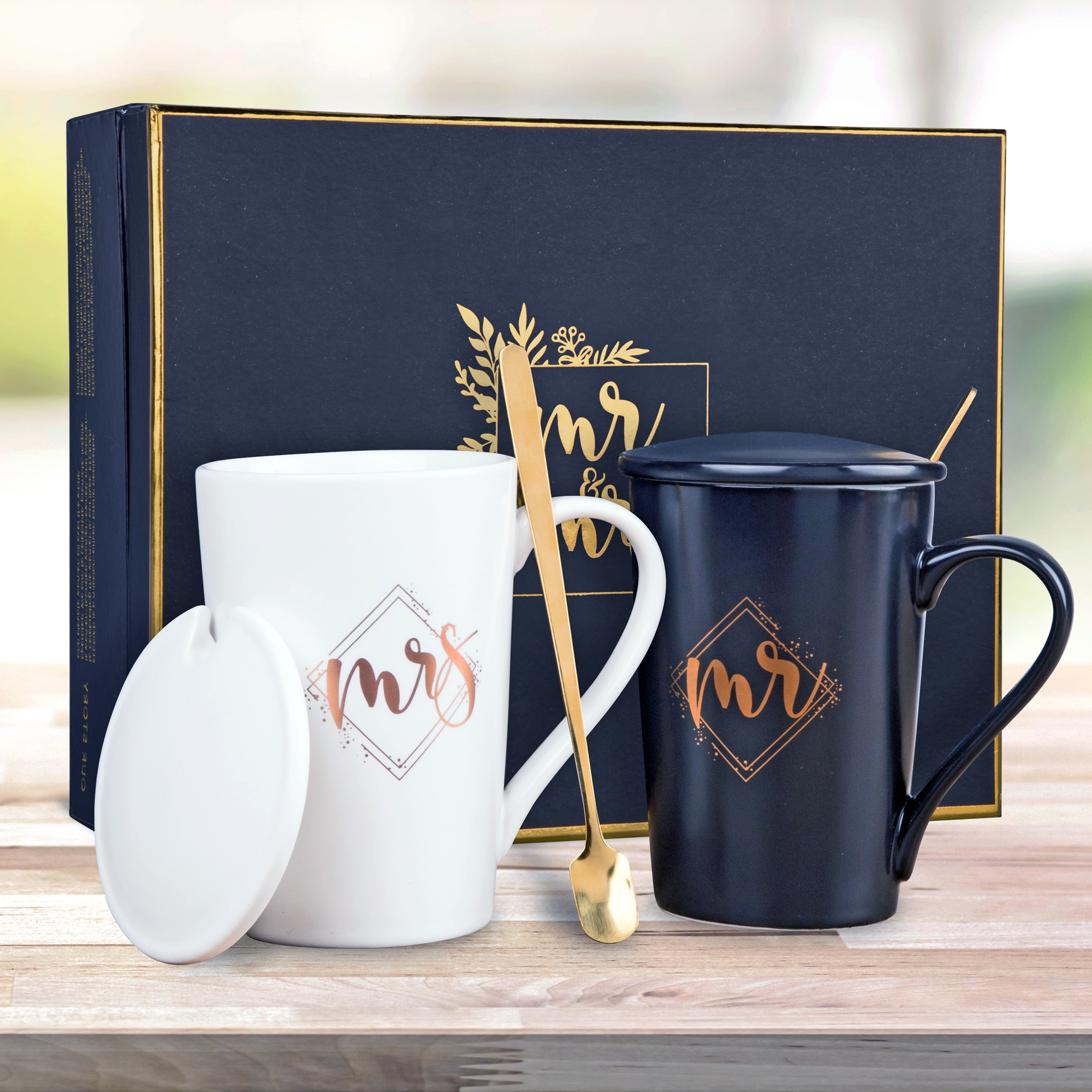 Personalized Engagement Mug Set Mr and Mrs Bird Wedding Heart Bridal ...