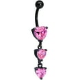 Body Candy Womens 14G Black Plated Steel Navel Ring Piercing Pink Accent Heart Dangle Belly ...