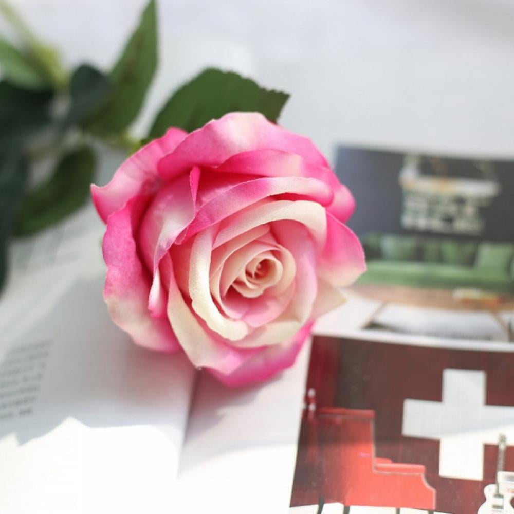 5 PCS Artificial Rose Flower, Single Stem Fake Flowers Bridal Wedding ...