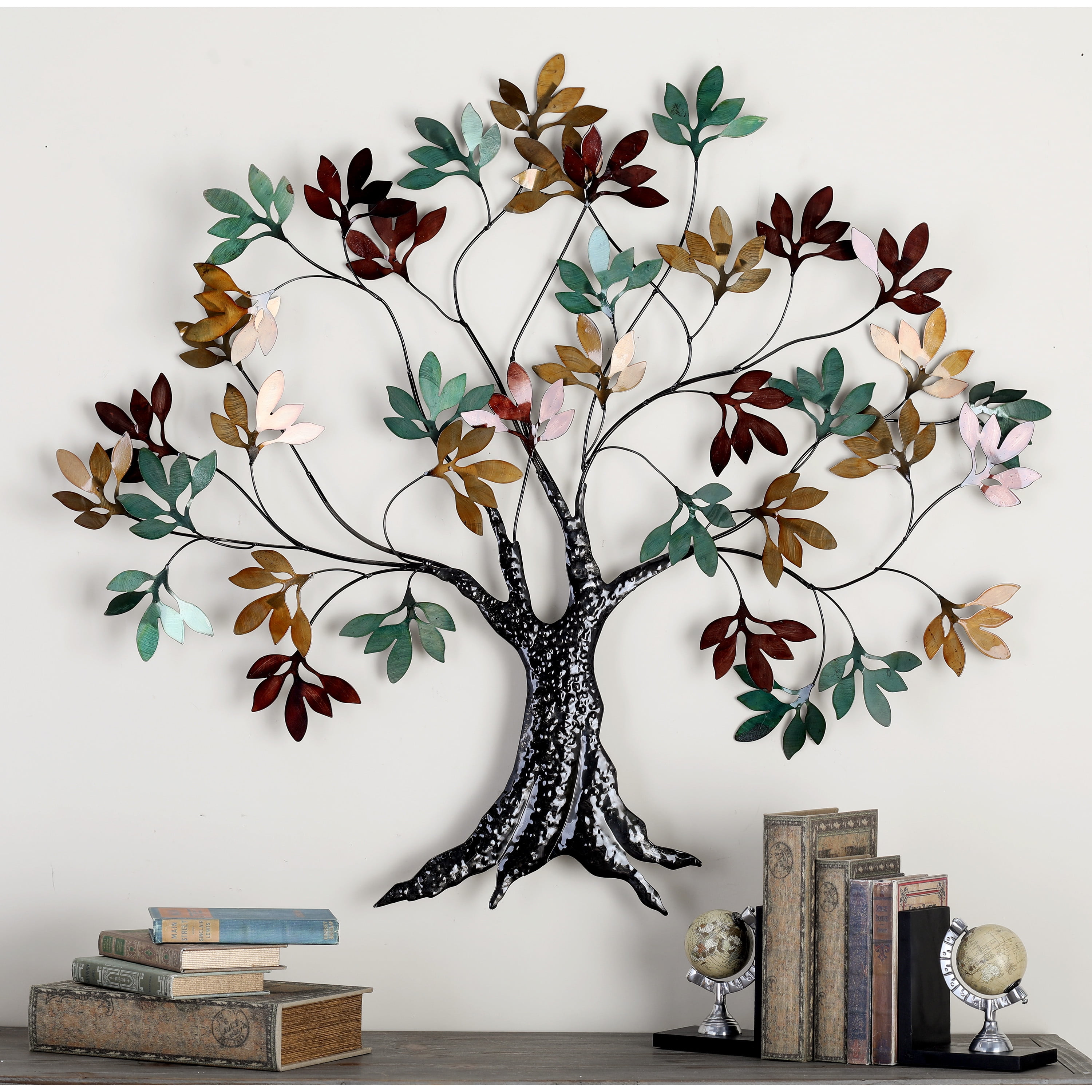 DecMode Multi Colored Metal Tree Wall Decor with Leaf Detail - Walmart.com