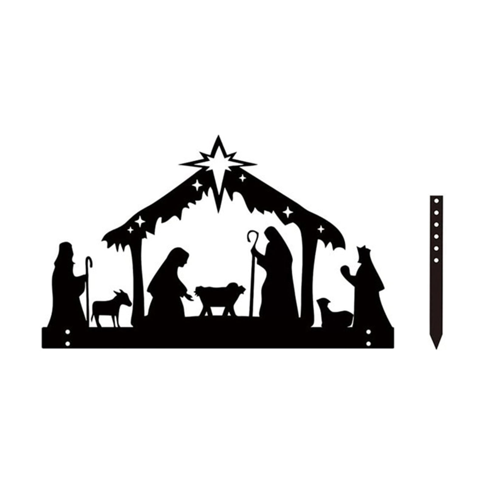 Iron Silhouette The Birth Of Jesus Yard Sign Display Garden Stakes Lawn ...