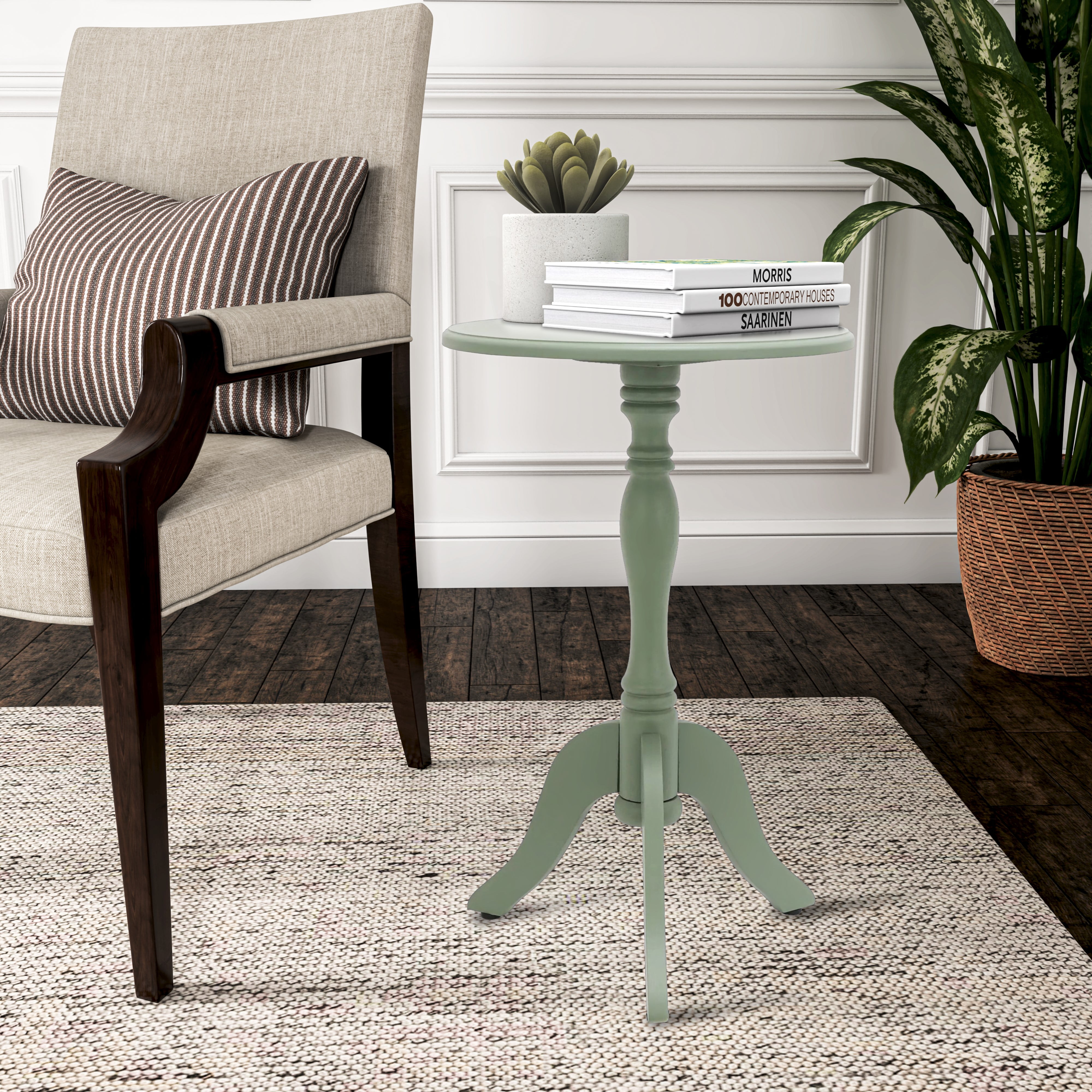 Free Shipping Decor Therapy Chic Pedestal Round Accent Table 24 x 15 x15 Turquoise Walmart