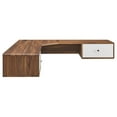 Modway Transmit 55" Wall Mount Corner Wood Office Desk in Walnut White ...