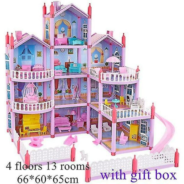 Princess Big Villa Diy Dollhouses Casa Muecas Pink Castle Play House ...