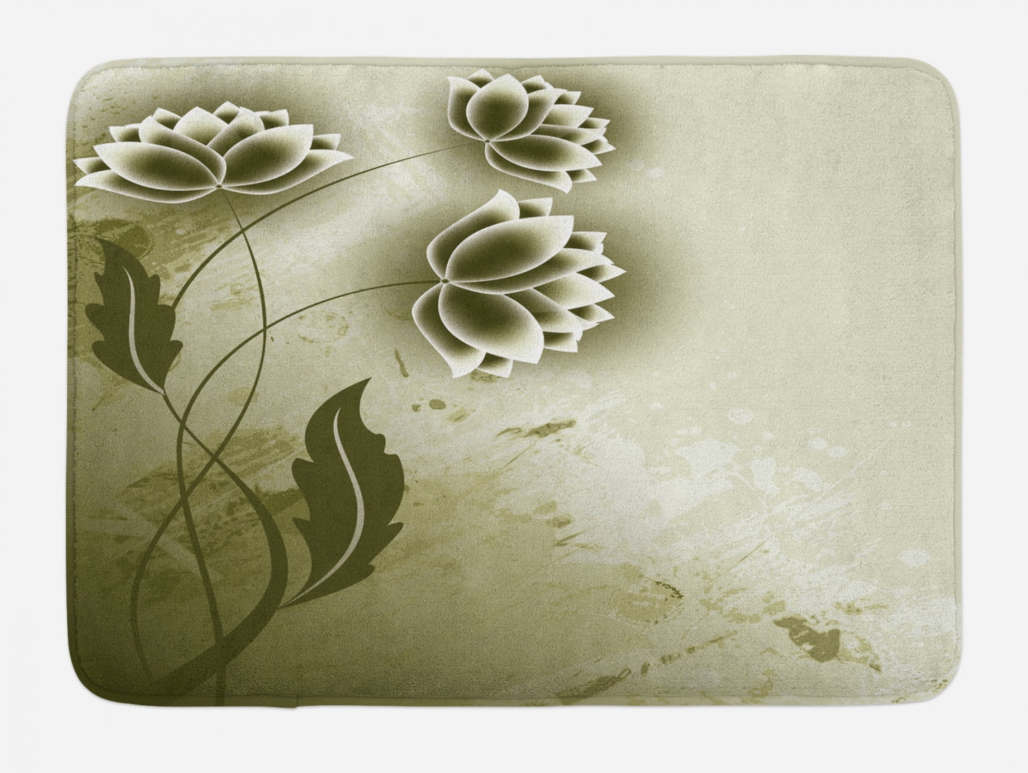 Abstract Bath Mat, Flowers Ivy Leaves with Vector Unusual Pattern Image ...