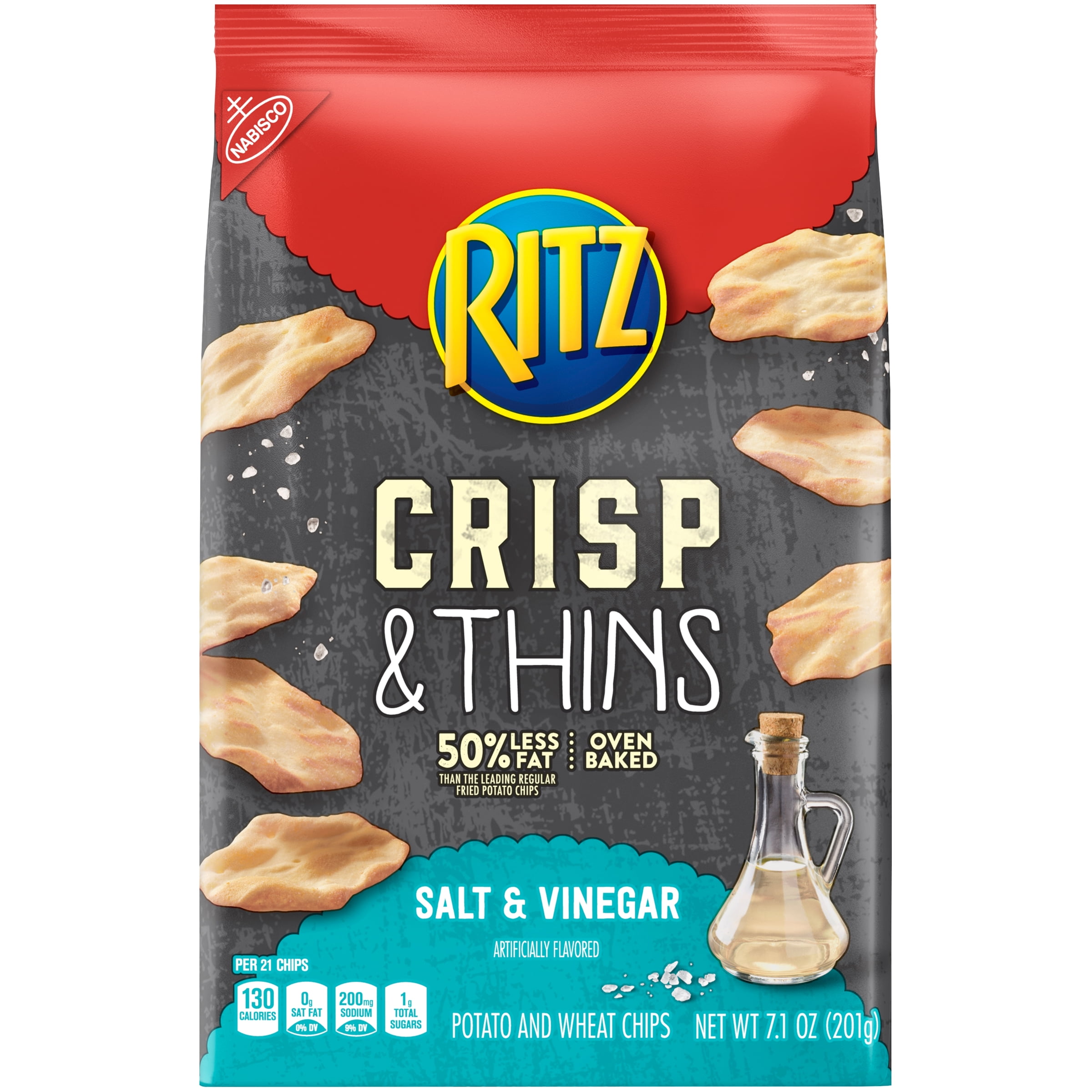 RITZ Crisp and Thins Salt and Vinegar Chips, 7.1 oz - Walmart.com ...