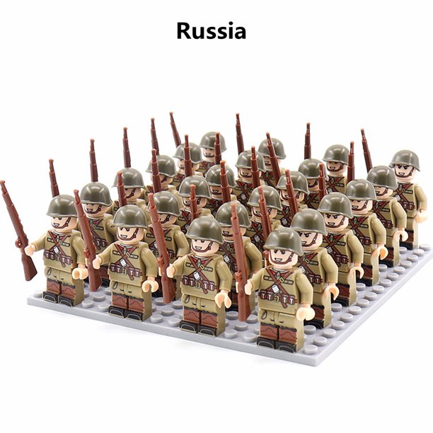 24pcs Mini Minifigures Soldiers World War II Countries Corps With Base ...