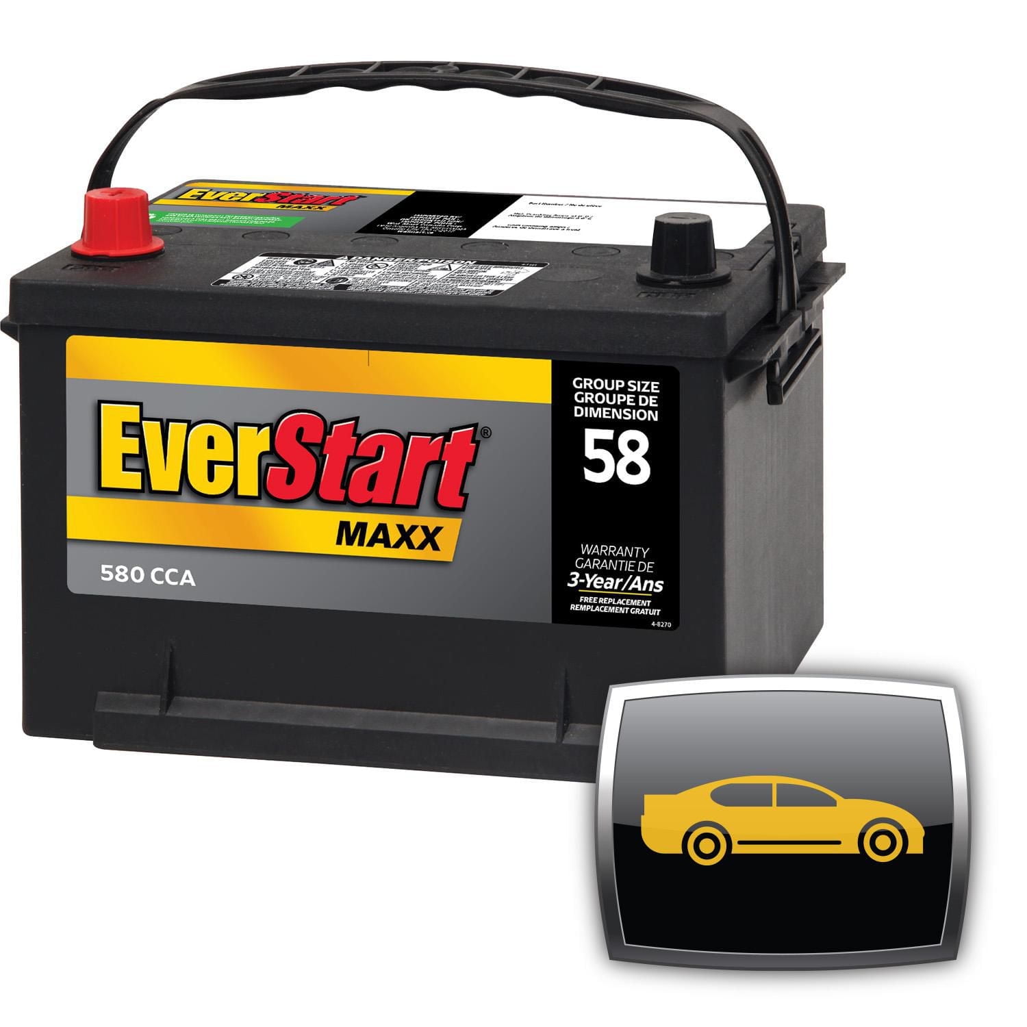 EverStart AUTO MAXX-58N, 12 Volt, Car Battery, Group Size 58, 580 CCA ...
