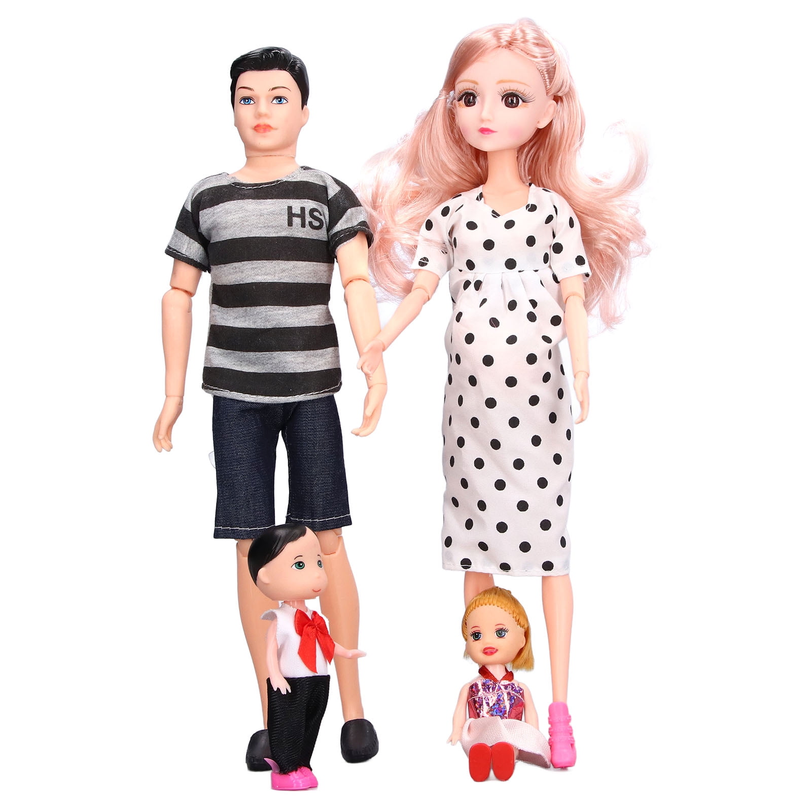 Family Doll Set, Pretend Play Toy Dad Pregnant Mom Doll Set Cute Vivid ...