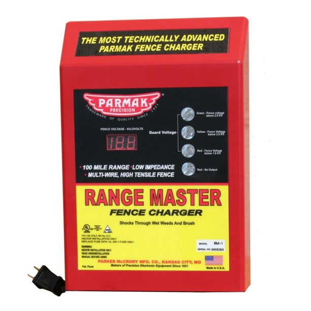 Parmak RM-1 Range Master, 100 Miles, Low Impedance Digital Fence Charger, 110-120 Volt, AC ...