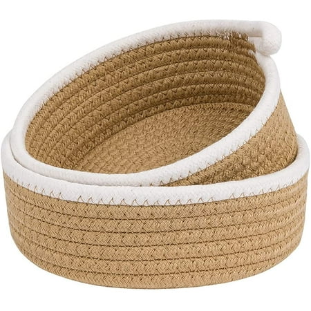Small Basket Set of 2 Mini Woven Baskets Round Cotton Rope Basket ...