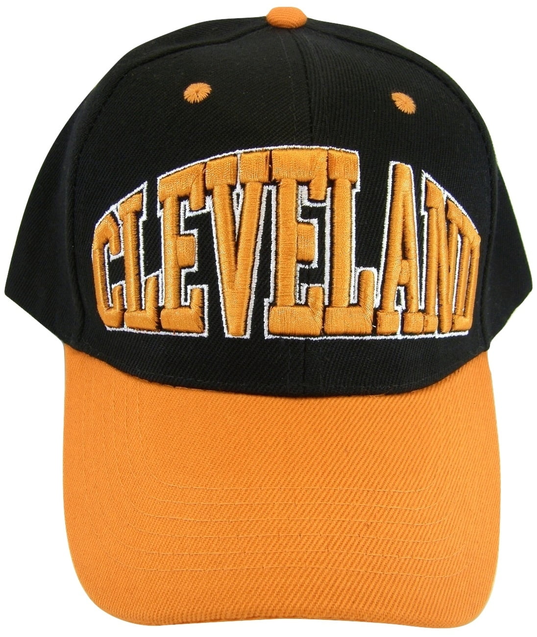 Cleveland Adult Size Curved Brim Adjustable Baseball Cap (Black/Orange ...