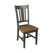 42" Solid Wood Dual Drop Leaf Pedestal Dining Table with 4 Slat Back ...
