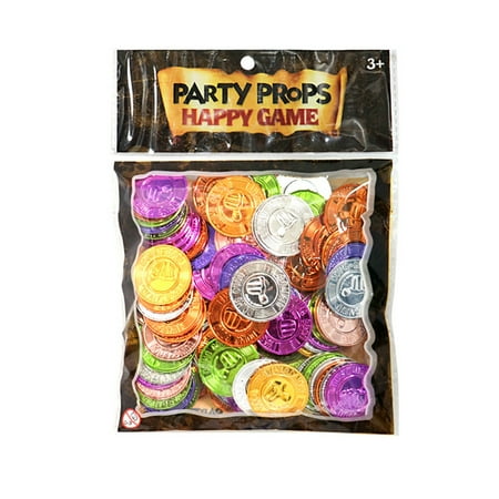 100 Pieces Pirate's Gold Coins Colorful Favor Play Game Coin Prop ...