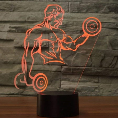 FfycinCreative 3D Bodybuilder Night Light USB Powered Touch Switch LED ...