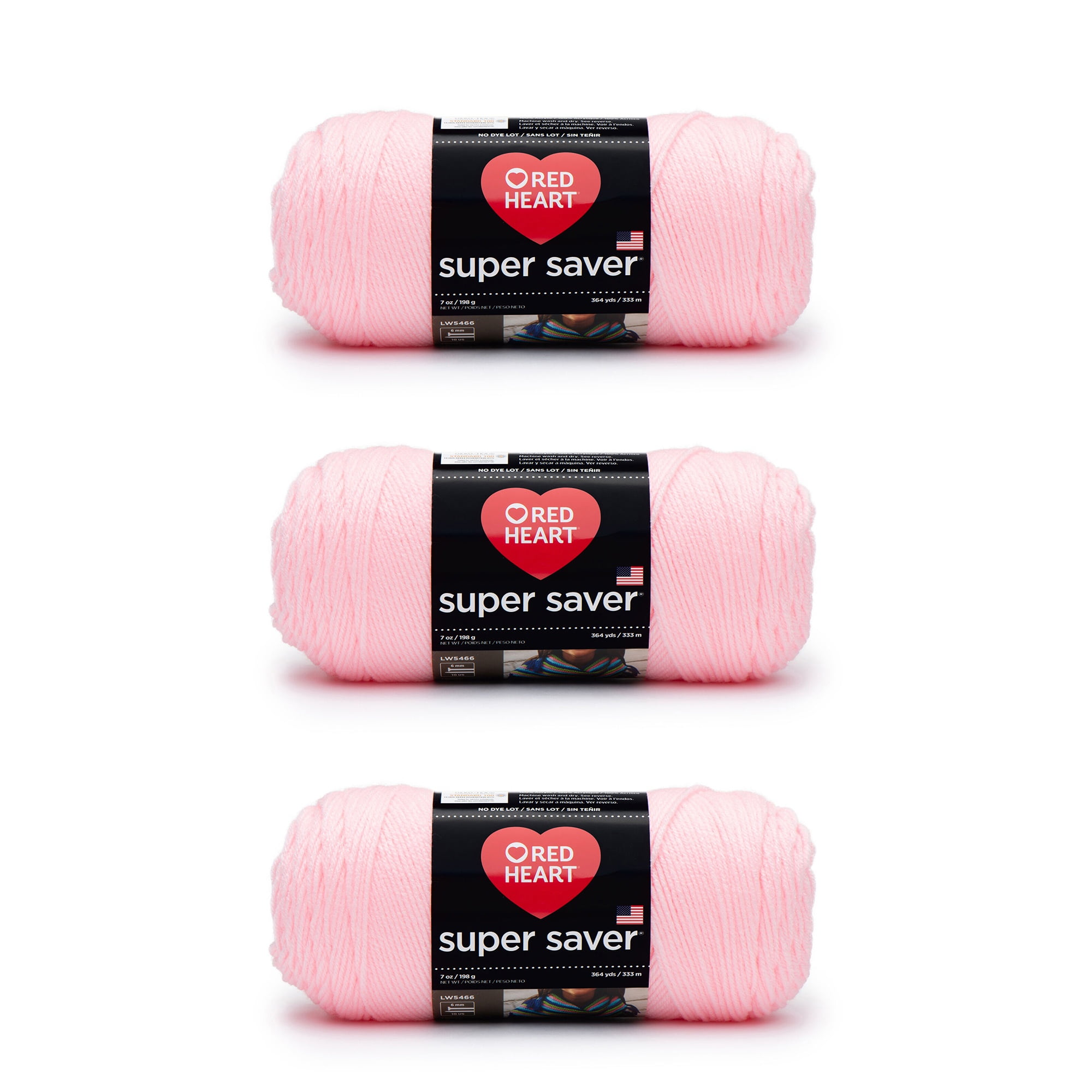 Red Heart Super Saver Baby Pink Yarn - 3 Pack of 198g/7oz - Acrylic - 4 ...