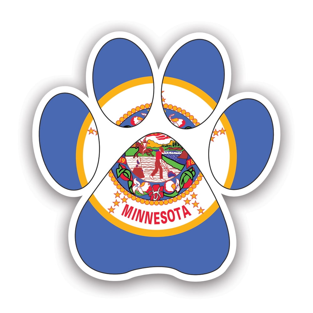 Minnesota State Paw Print Shaped Sticker Decal - Self Adhesive Vinyl ...
