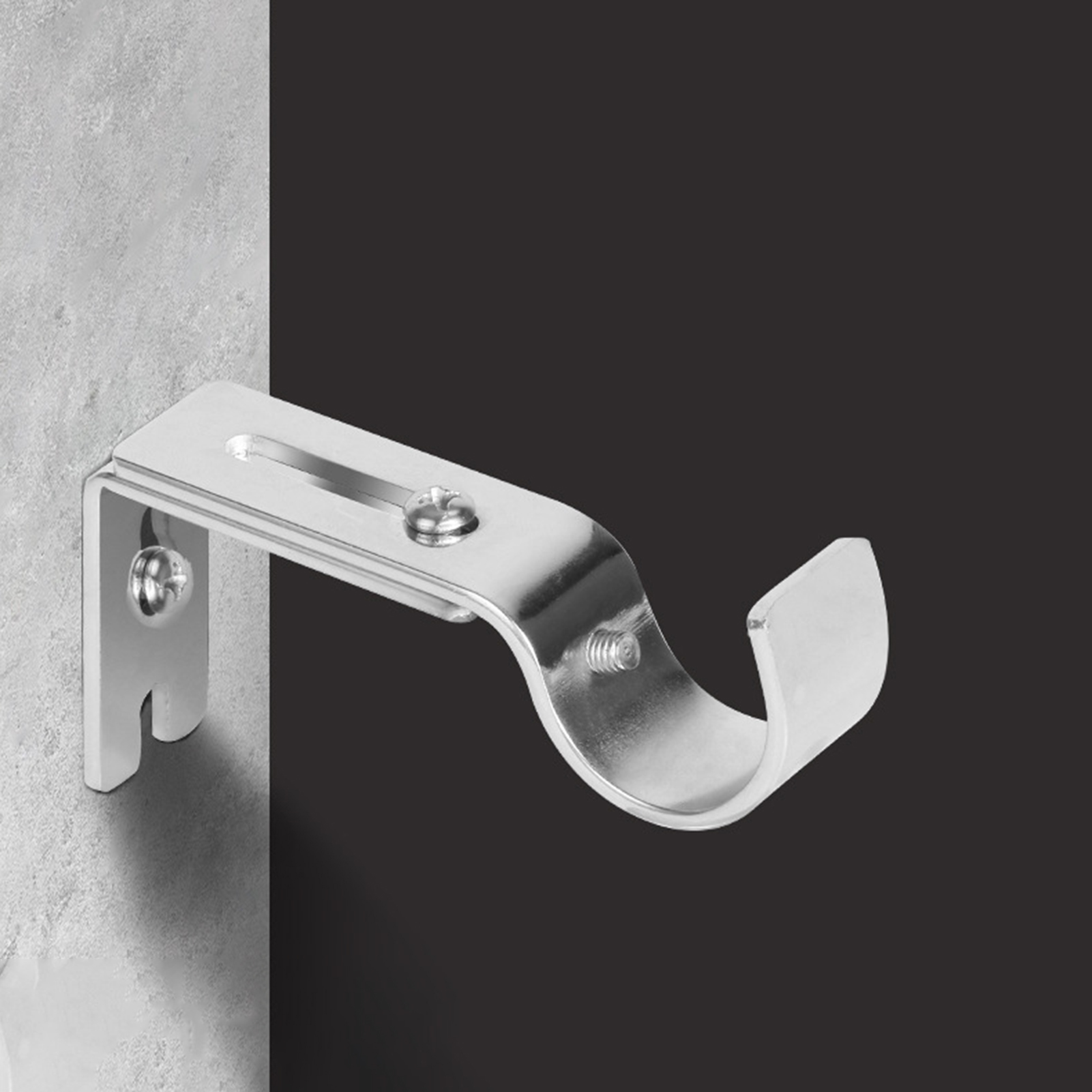 2 Pcs Curtain Rod Bracket Iron Hard Sturdy Stable Stainless Adjustable ...