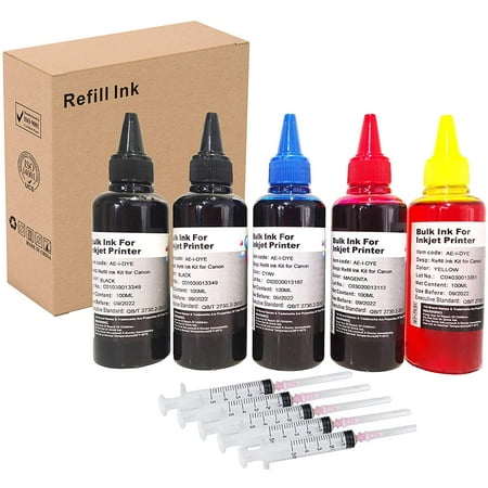 Refill kit 5x100ml for Canon 250 251 270 271 225 226 1200 2200 PG245 ...