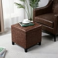 Adeco 18" Faux Leather Storage Ottoman with Hinged Lid, Mid-Century ...