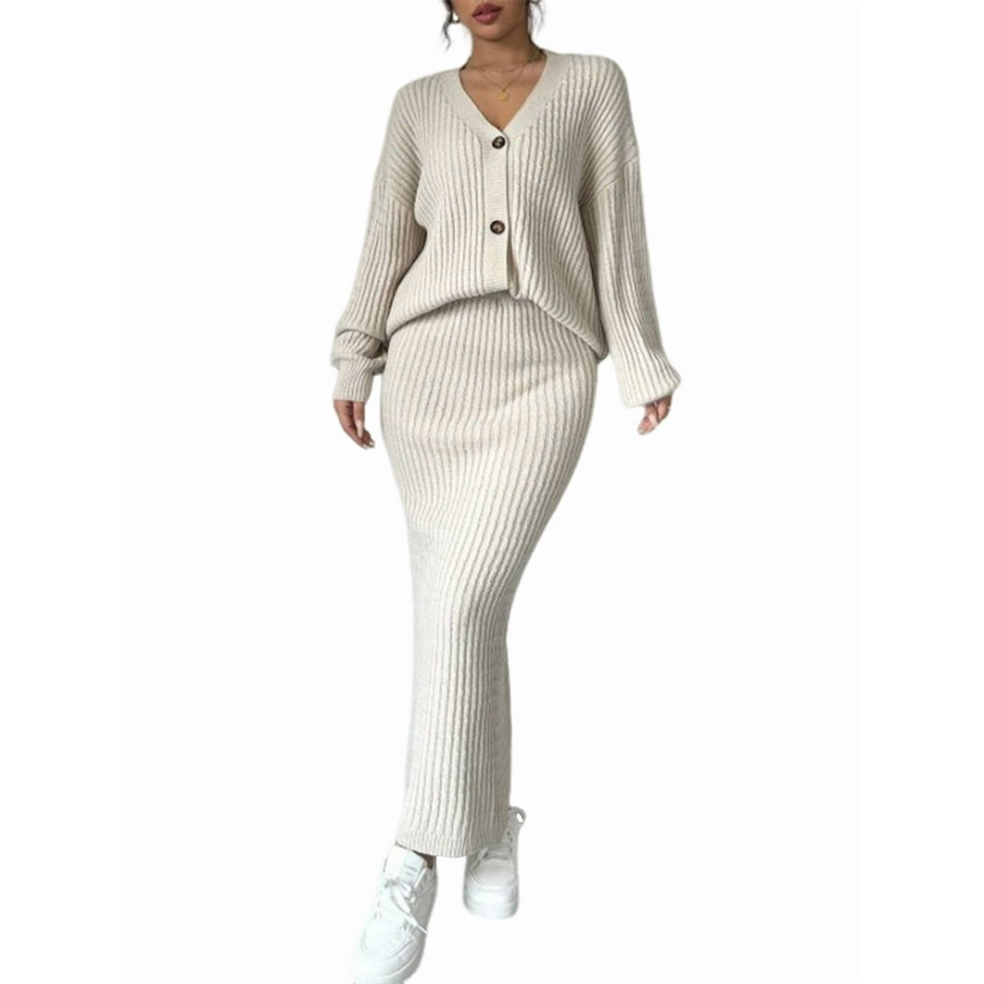 Click here for Unbranded Womens Two-Piece Sweater Set Knitted Lon... prices