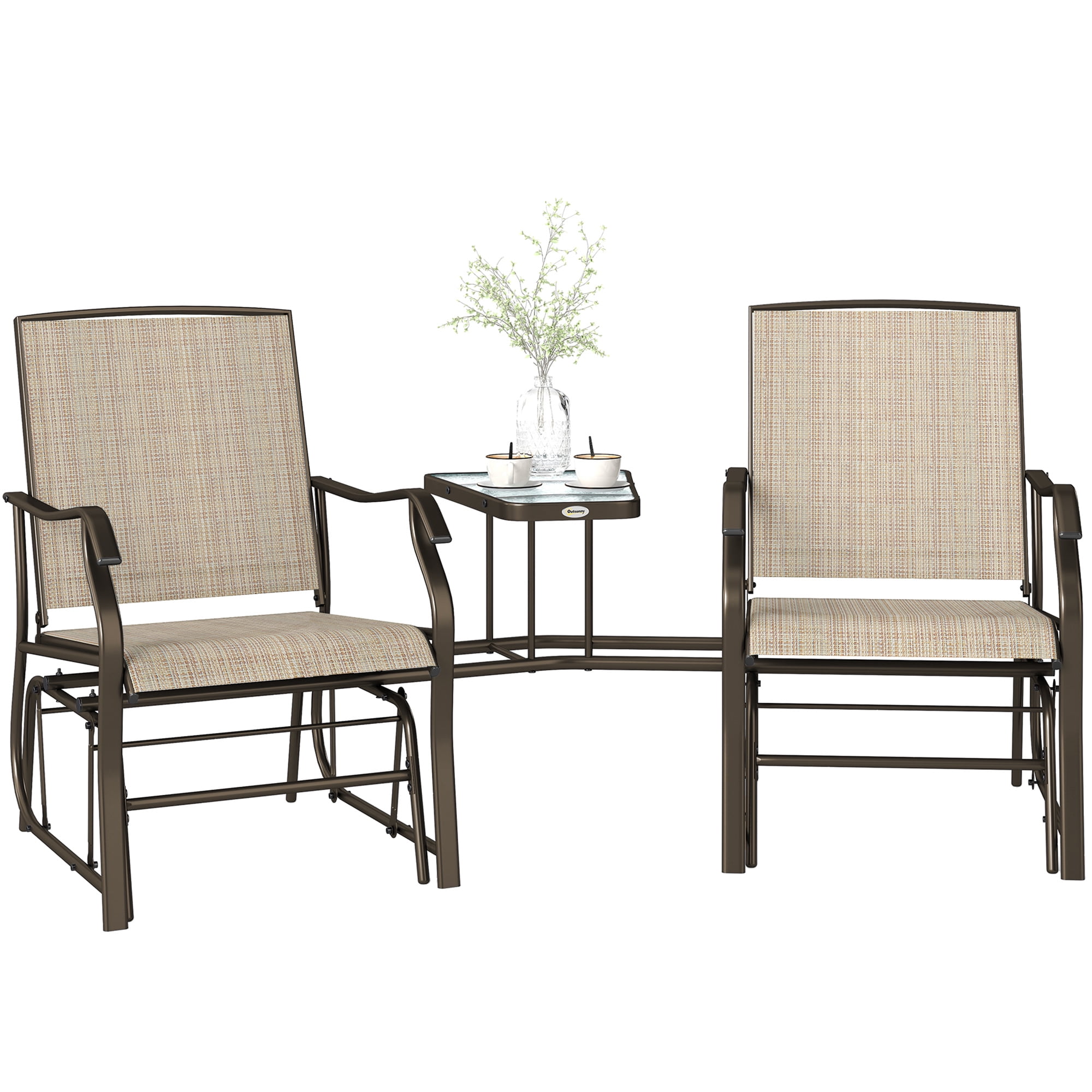 Click here for Outsunny Double Patio Glider Chair With Glass Top... prices